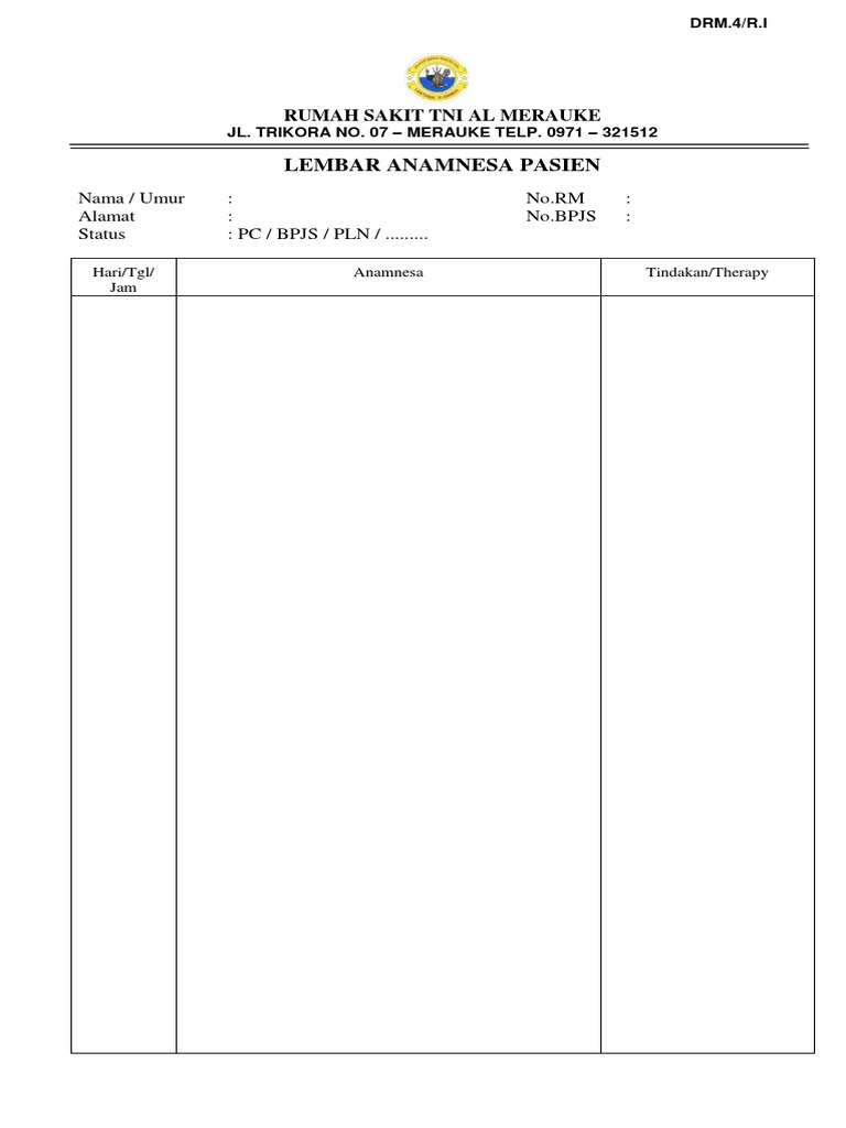 DRM.4 Lembar Anamnesa | PDF