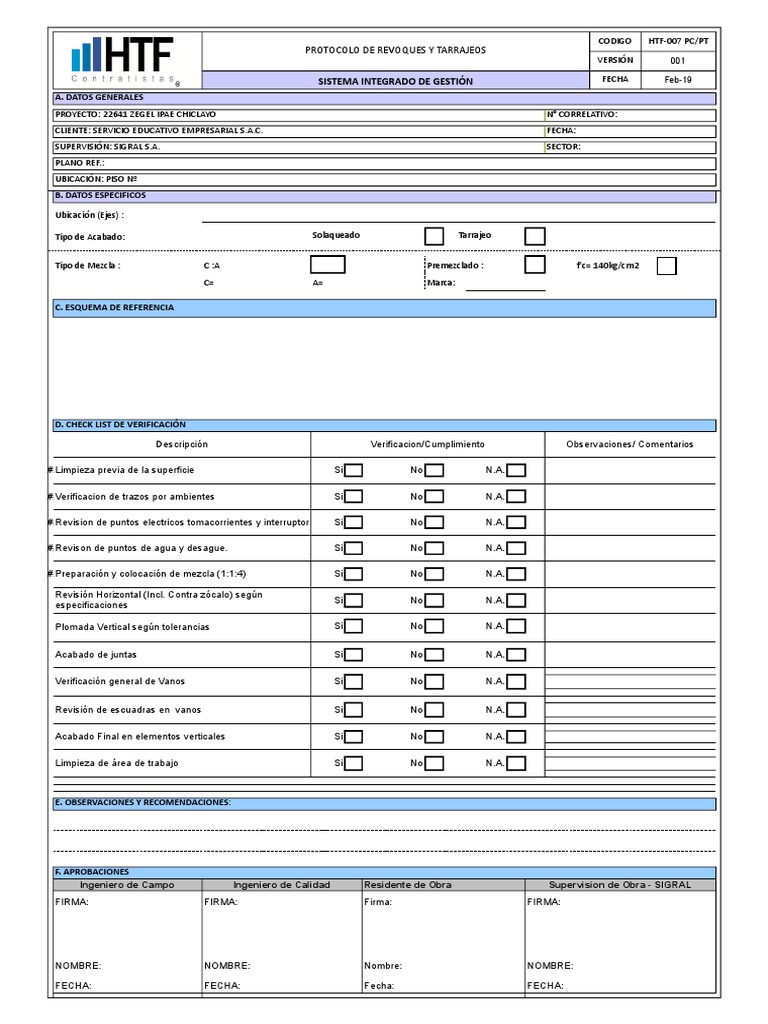 HTF 007 Pc-Re Protocolo de Revoques y Enlucidos | PDF | Informática | Informática y tecnología ...