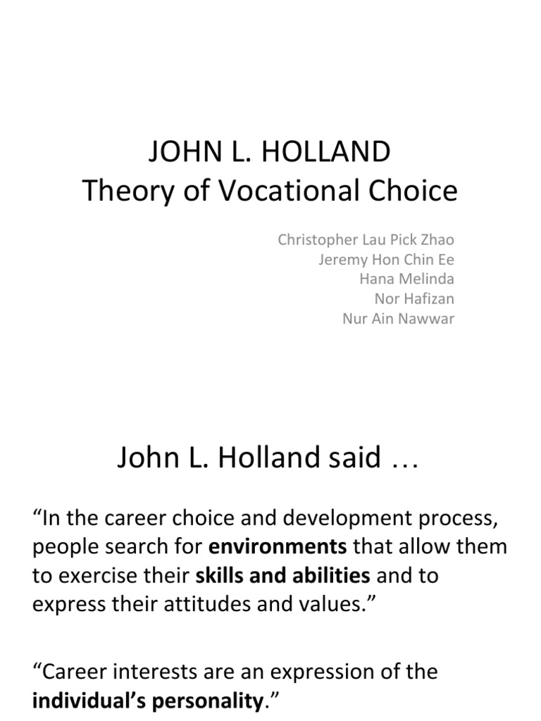 John L. Holland | PDF | Emergence | Psychological Concepts