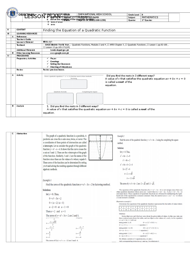 Module 2 Lesson 3 | PDF | Quadratic Equation | Equations