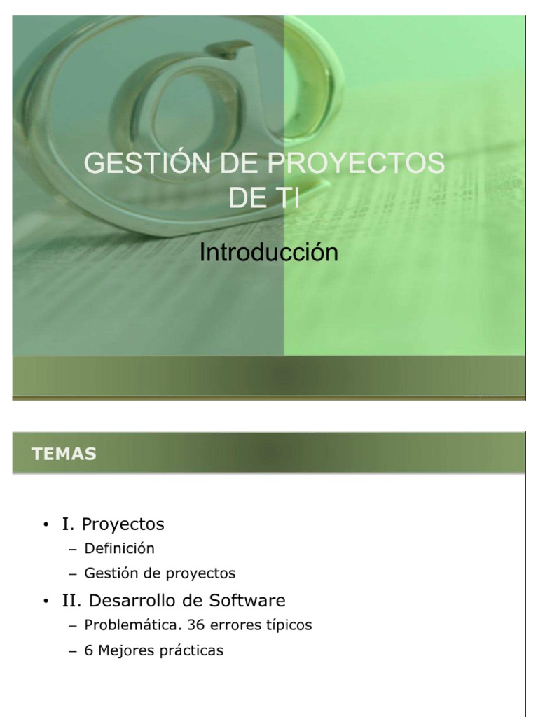 Gestión de Proyectos TI: Guía Completa | PDF | Gestión de proyectos ...