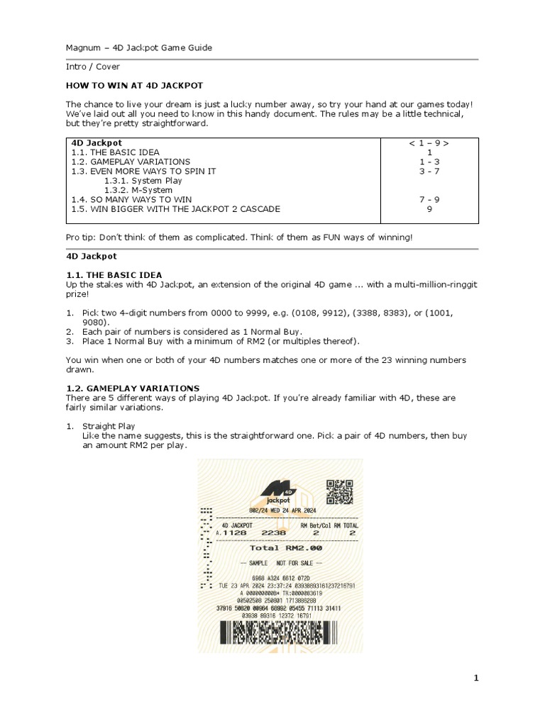 Magnum 4D Jackpot Game Overview | PDF | Teaching Mathematics | Leisure