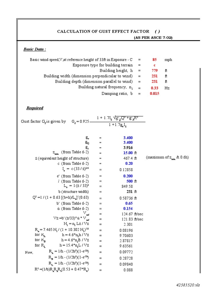 Basic Data:: Calculation of Gust Effect Factor | PDF | Applied And ...
