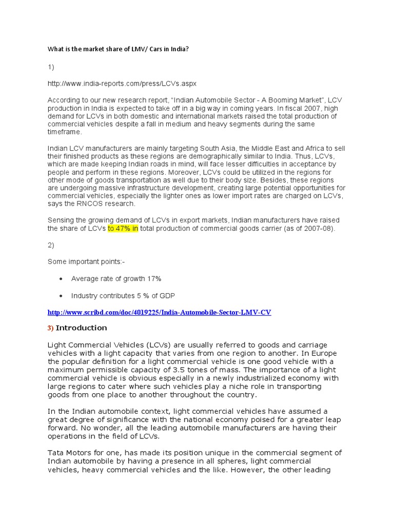 What Is The Market Share of LMV | PDF