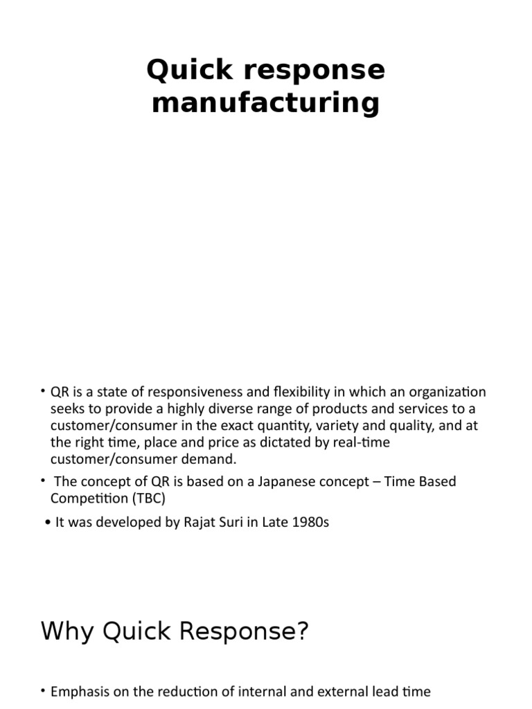 Quick Response Manufacturing | PDF | Inventory | Business