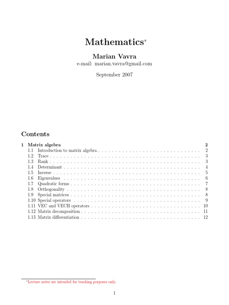 Matrix in English | PDF | Matrix (Mathematics) | Eigenvalues And ...
