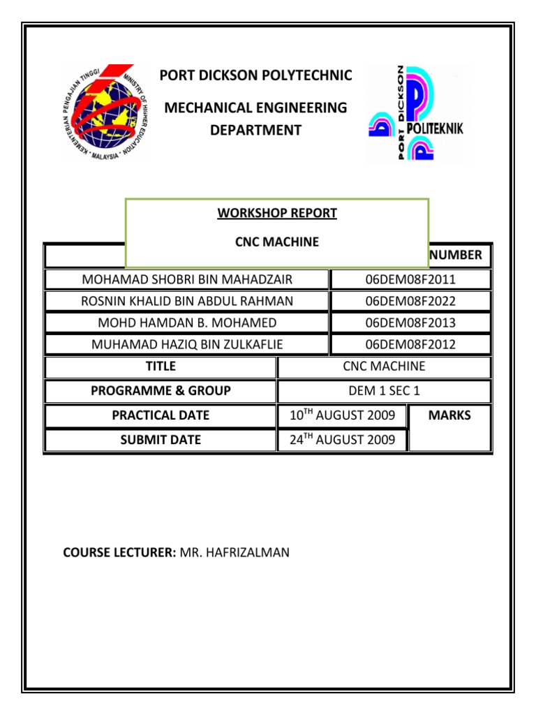 Port Dickson Polytechnic Mechanical Engineering Department Workshop