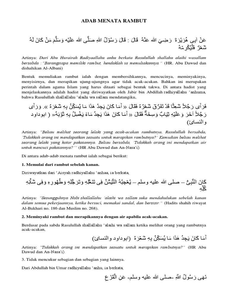 Adab Menata Rambut | PDF