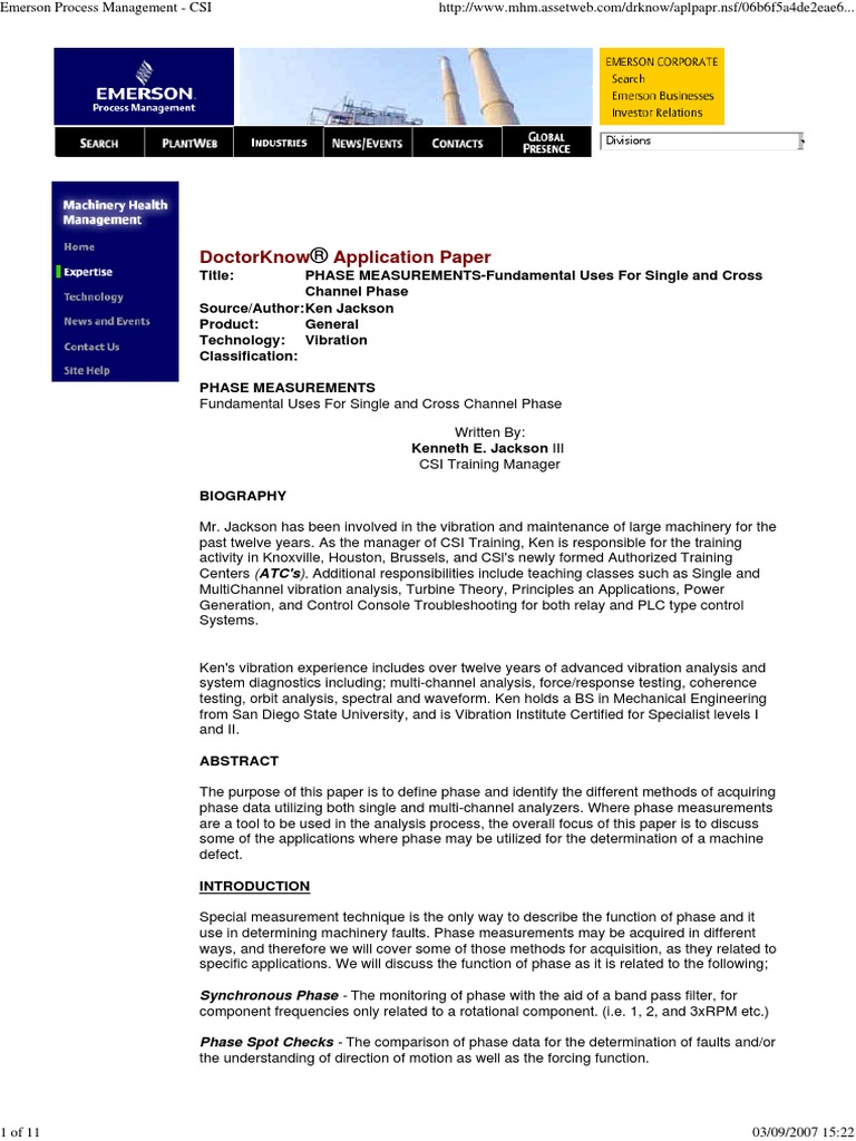Emerson Process Management - CSI - PHASE MEASUREMENTS-Fundamental Uses ...