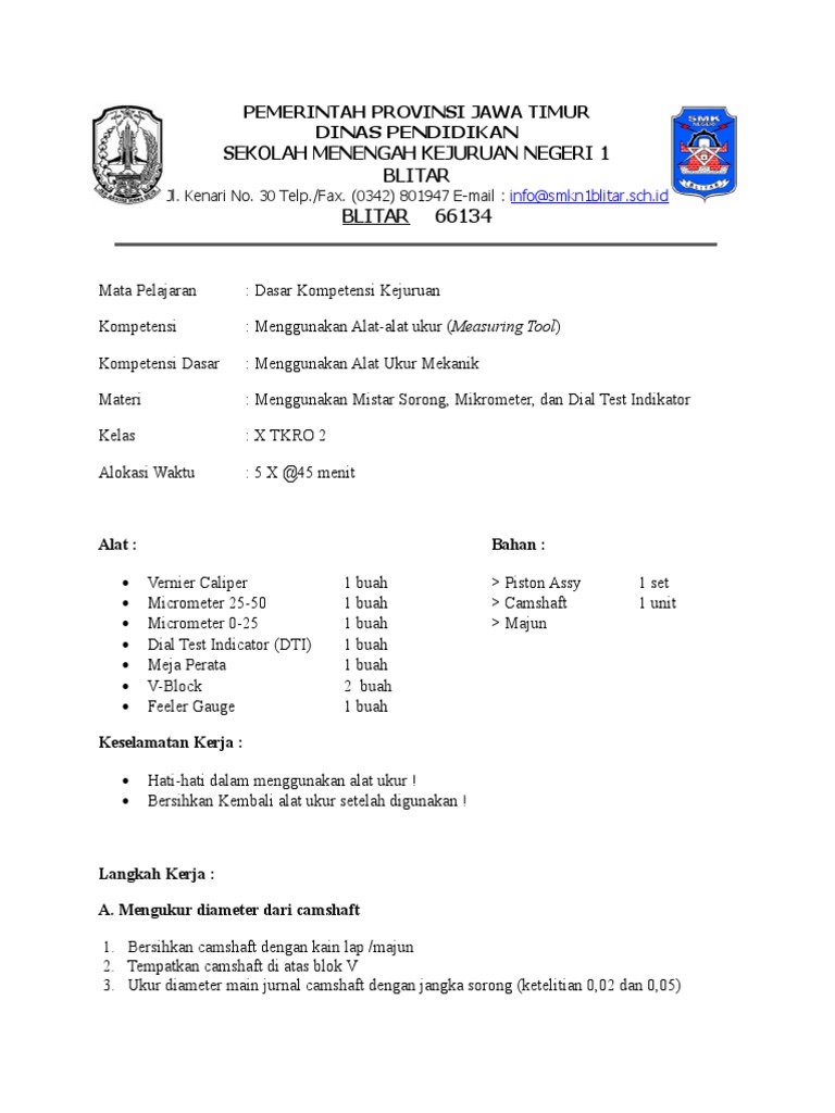 Jobsheet Alat Ukur Mekanik | PDF