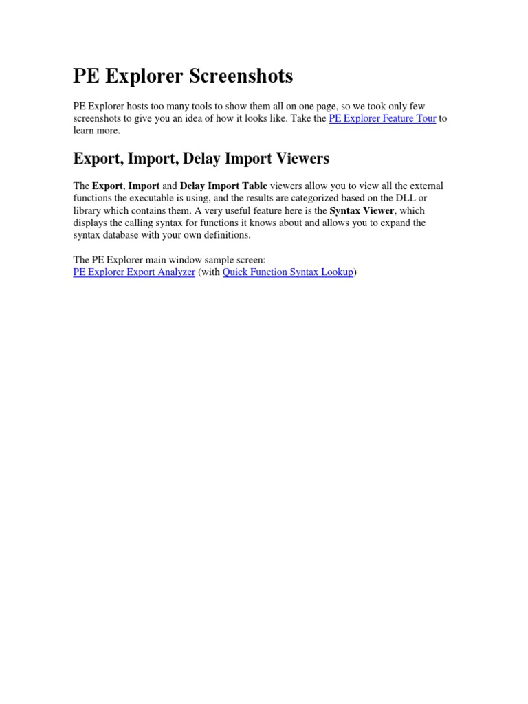 PE Explorer Screenshots | PDF | Art