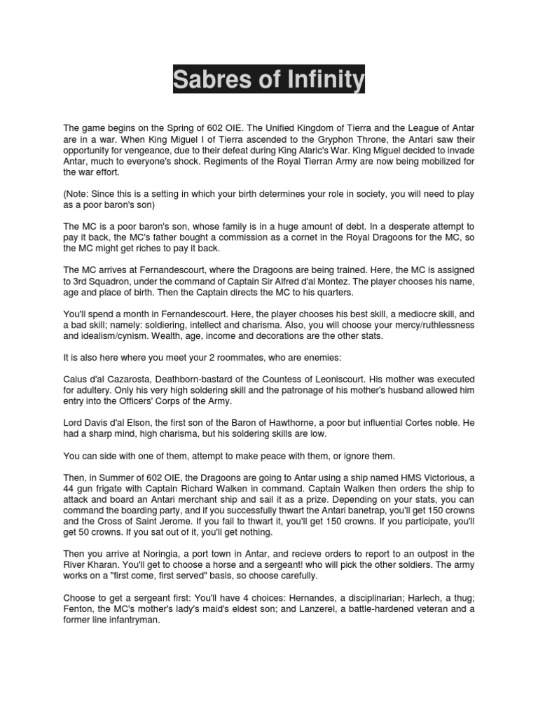 Sabres of Infinity: War Begins | PDF | Cavalry | Infantry