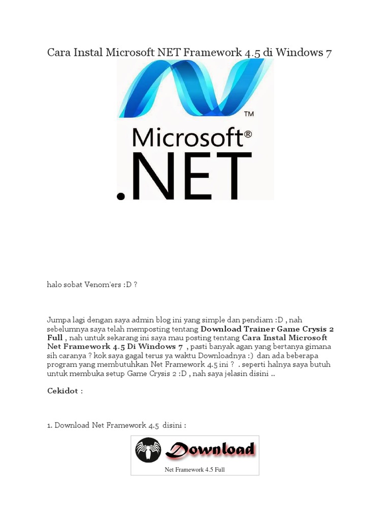 Cara Instal Microsoft NET Framework 4 | PDF | Teknologi & Rekayasa