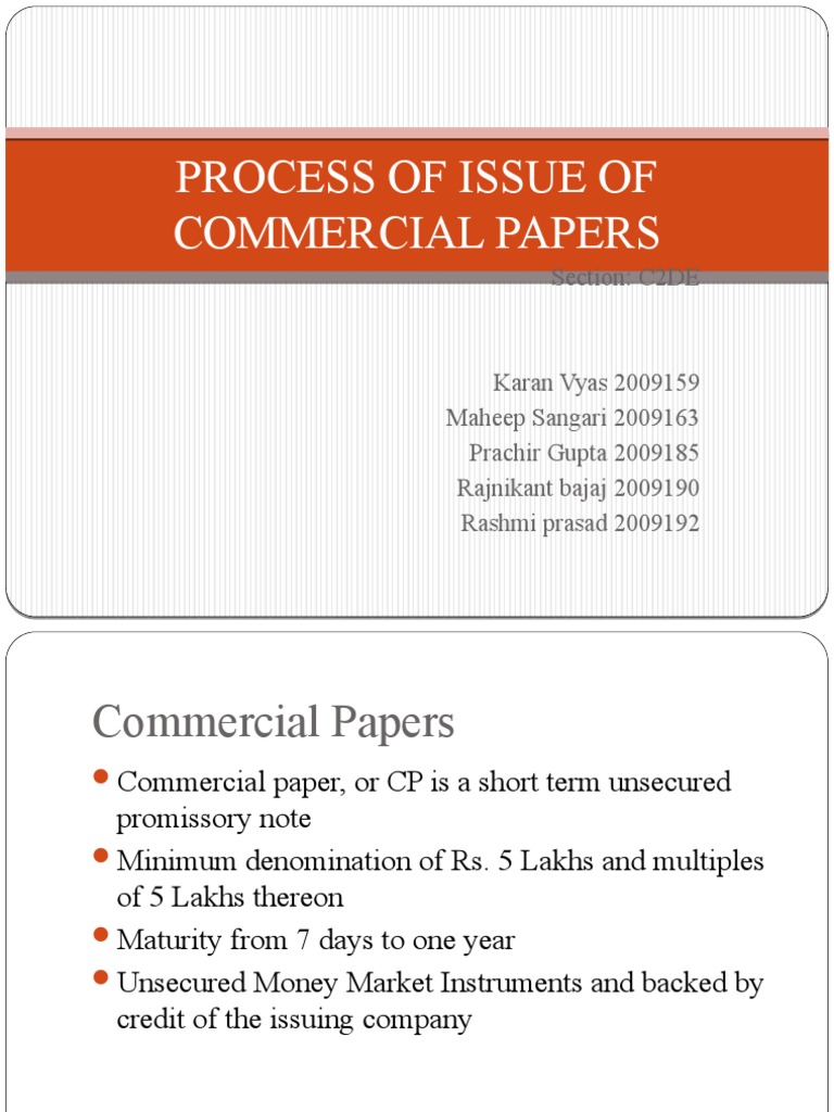 Process of Issue of Commercial Papers | PDF | Commercial Paper | Business