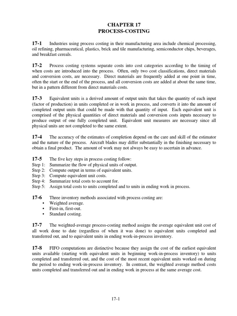 Process Costing PDF | PDF | Weighted Arithmetic Mean | Inventory