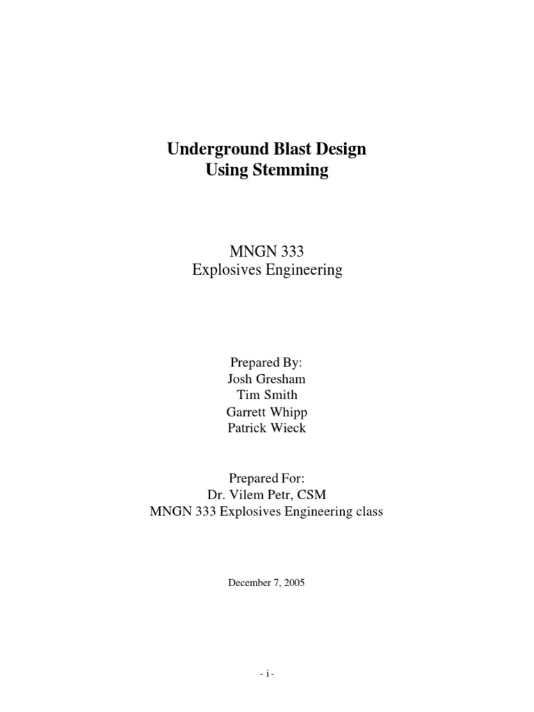 Underground Blast Design | PDF | Experiment | Mining