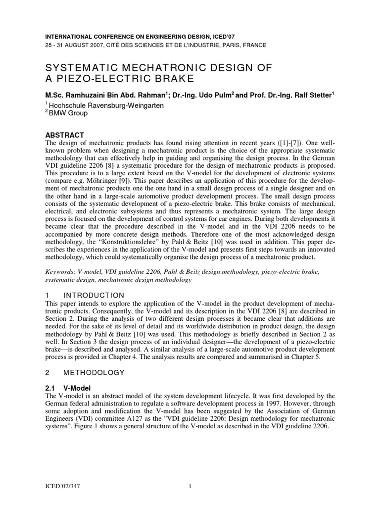 Systematic Design of a Piezo-Electric Brake Through Application of the ...