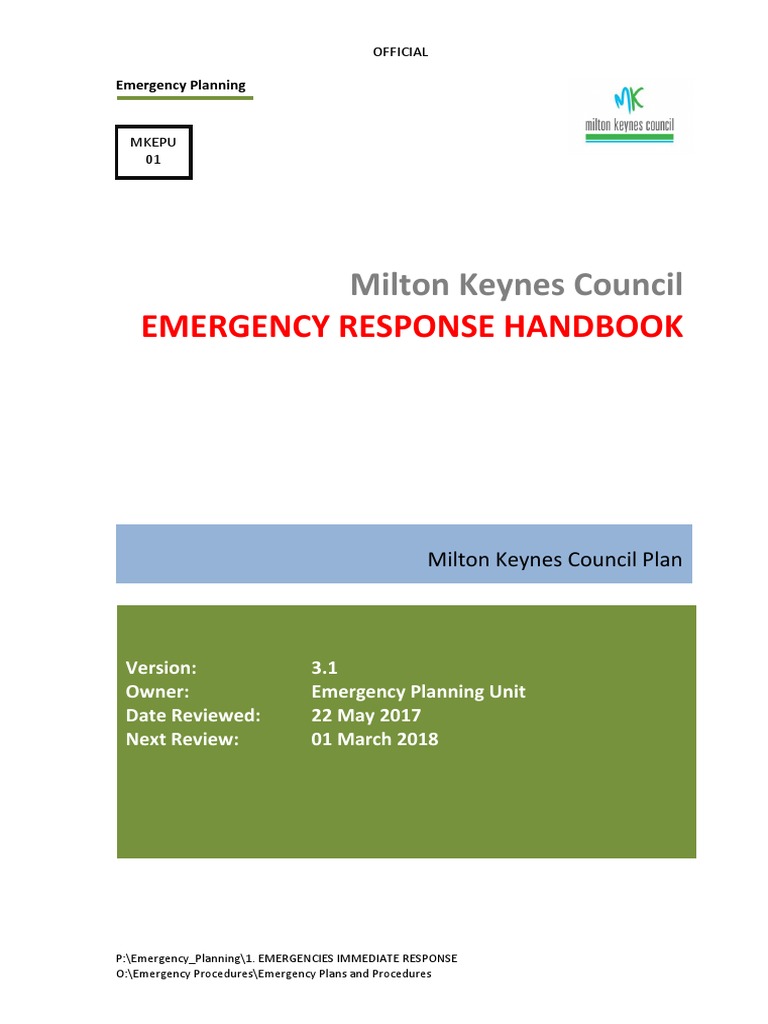 2017 03 01 MKC Emergency Response Handbook v3.1 CL | PDF | Emergency ...