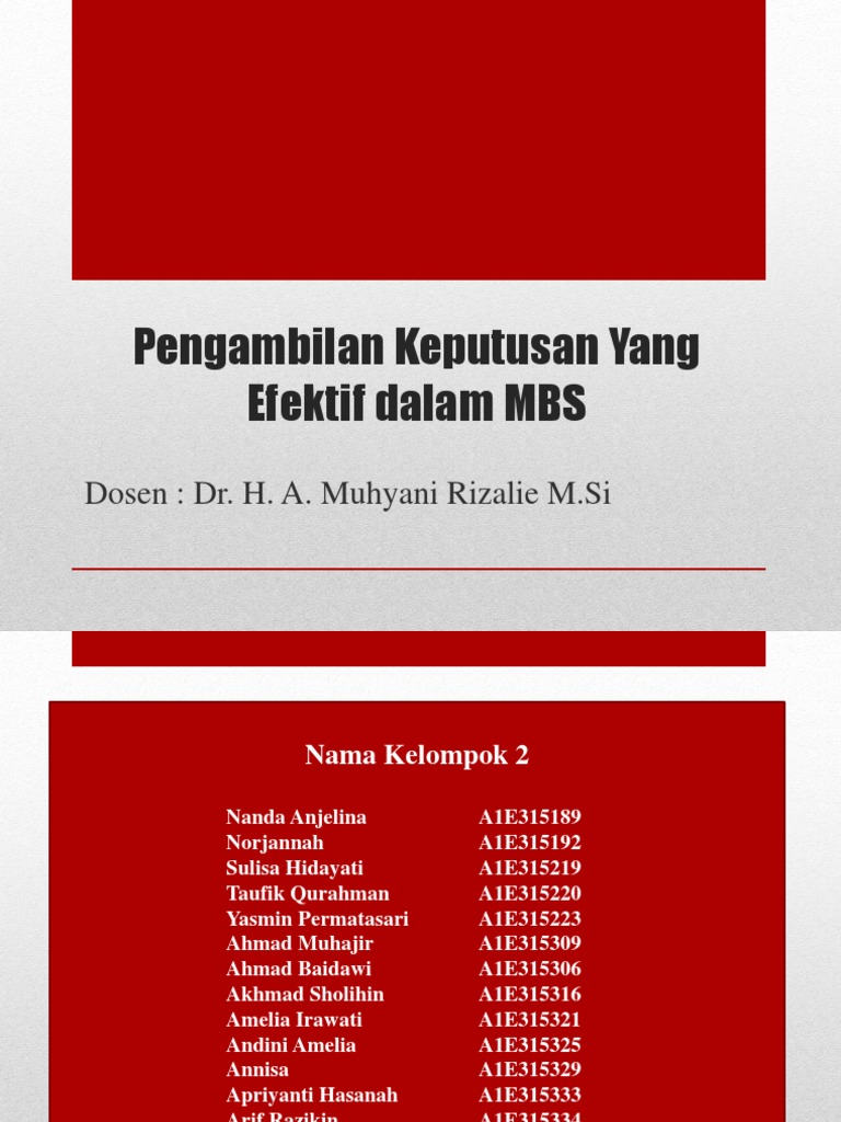Pengambilan Keputusan Yang Efektif Dalam MBS | PDF