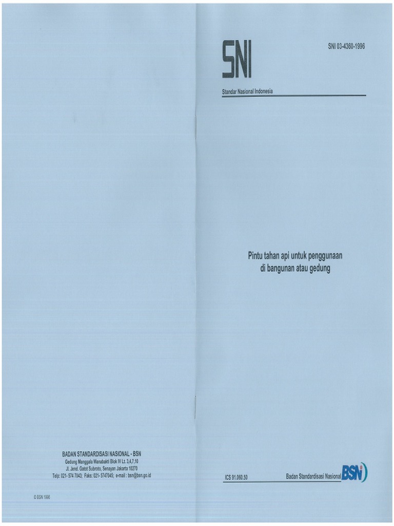 SNI 03-4360-1996 Pintu Tahan API | PDF