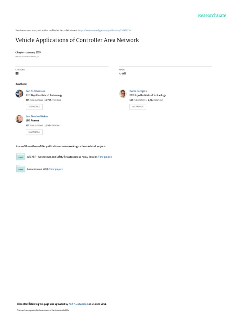 Vehicle Applications of Controller Area Network | PDF | Attitude ...