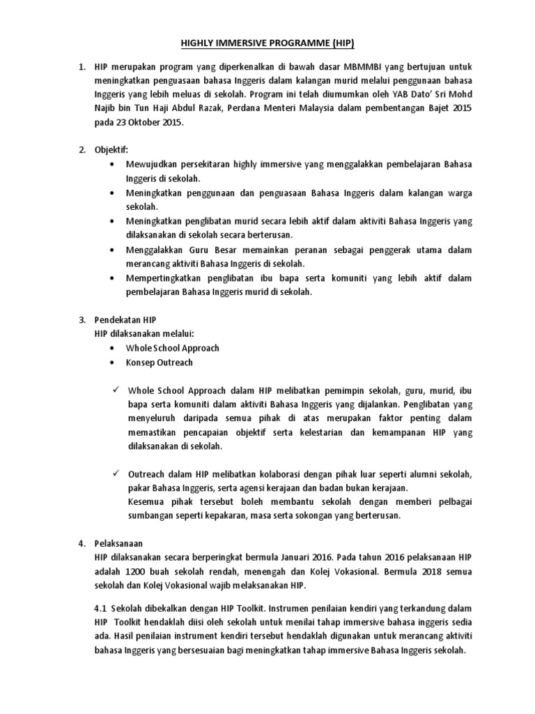 Highly Immersive Programme - Taklimat | PDF