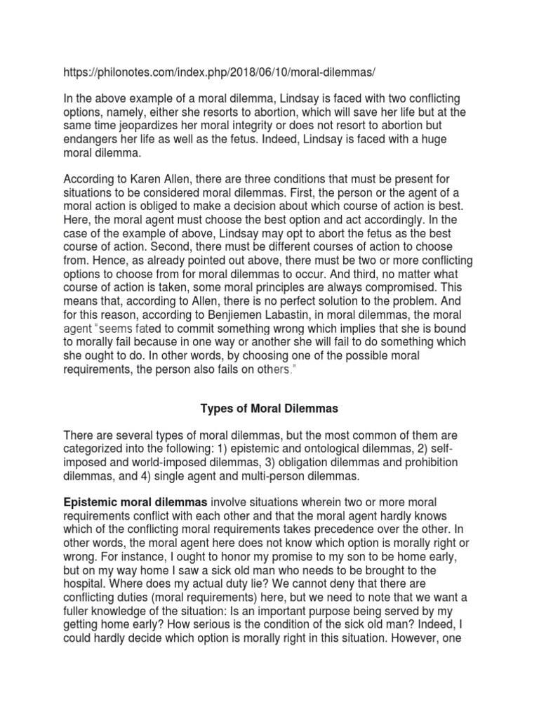 Moral Dilemma | PDF | Epistemology | Morality