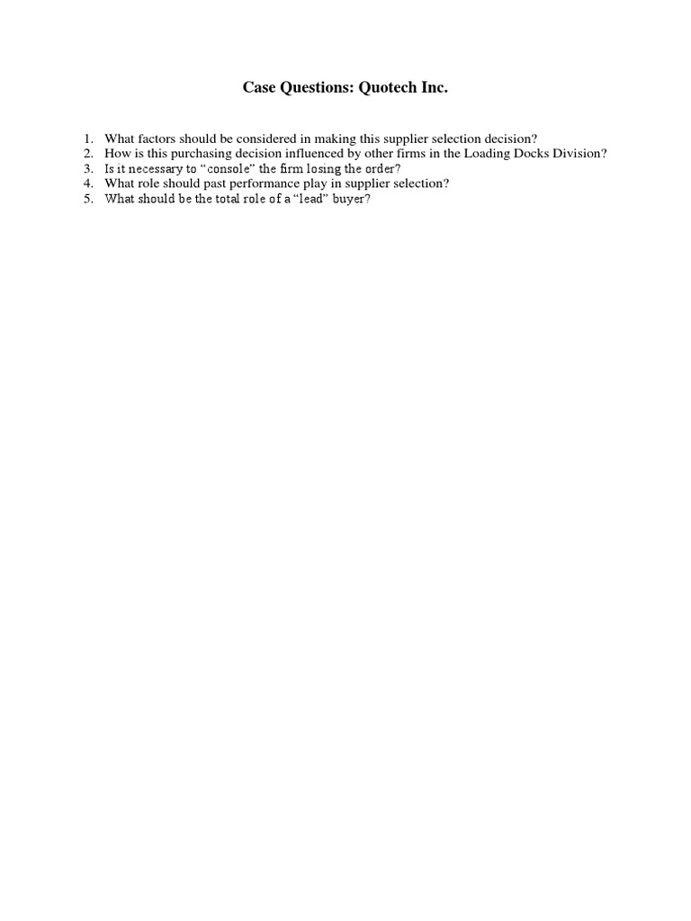 Case Questions Quotech Inc | PDF