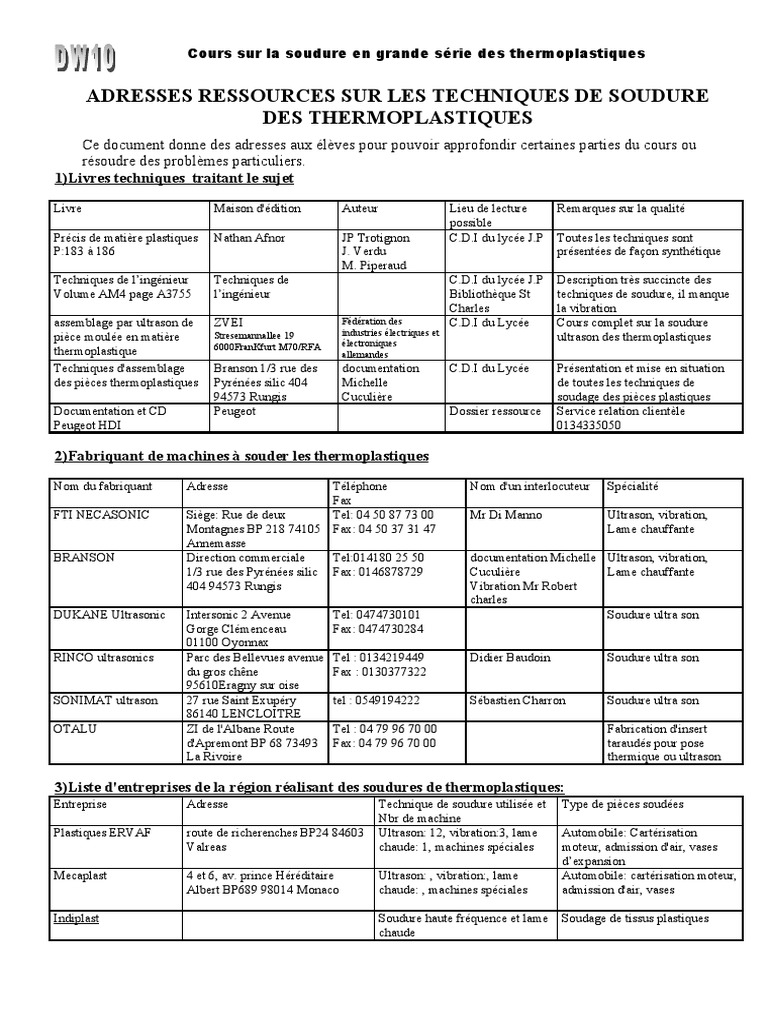 Cours Soudure Plastiques | PDF | Soudage | Construction