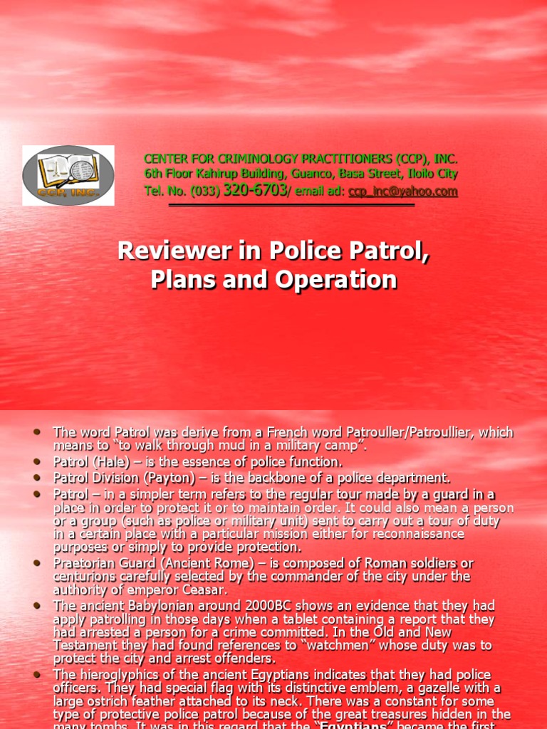 Reviewer in Police Patrol, Plans and Operation | PDF | Police Officer ...
