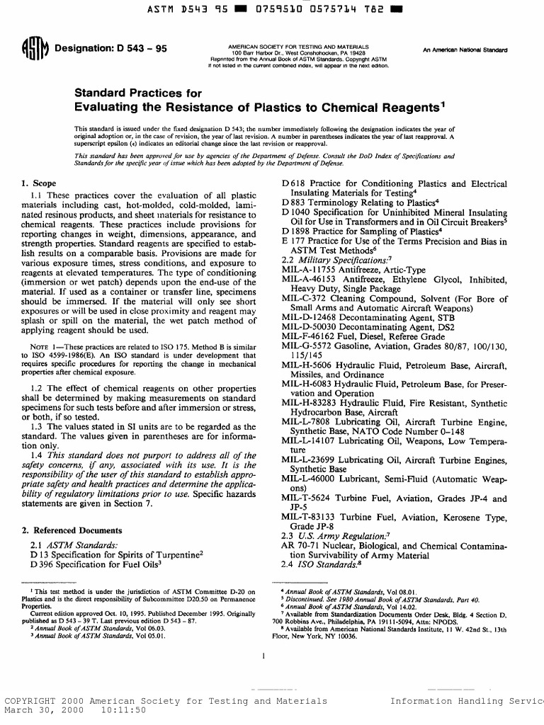 Astm D543 PDF | PDF