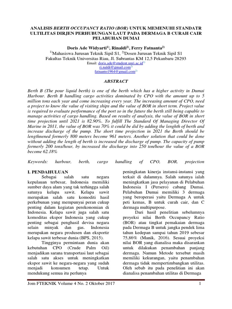 Analisis Berth Occupancy Ratio Bor Untuk | PDF | Bisnis | Teknologi ...