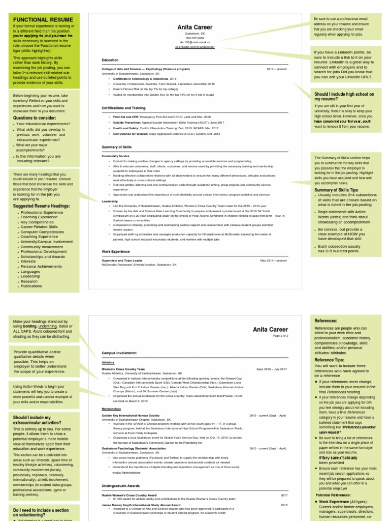 Anita Career: Functional Resume | PDF | Employment | Résumé