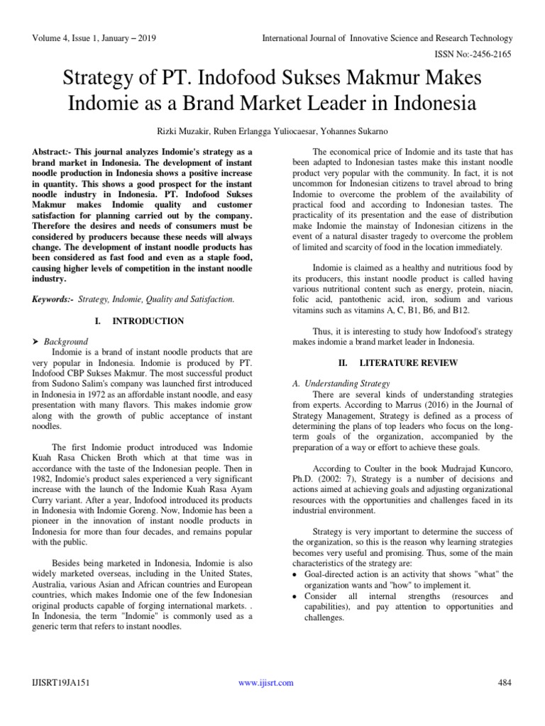 Strategy of PT. Indofood Sukses Makmur Makes Indomie As A Brand Market ...