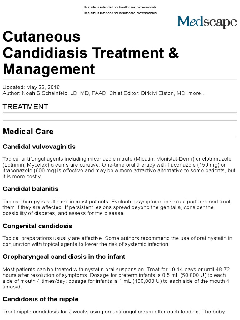 Cutaneous Candidiasis Treatment Guidelines | PDF | Candidiasis | Immunology