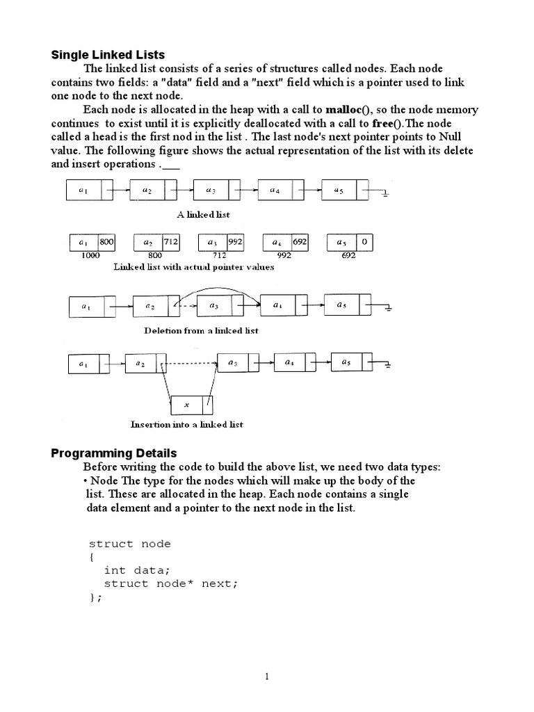 Single Linked Lists Pdf Pointer Computer Programming Computer 8709