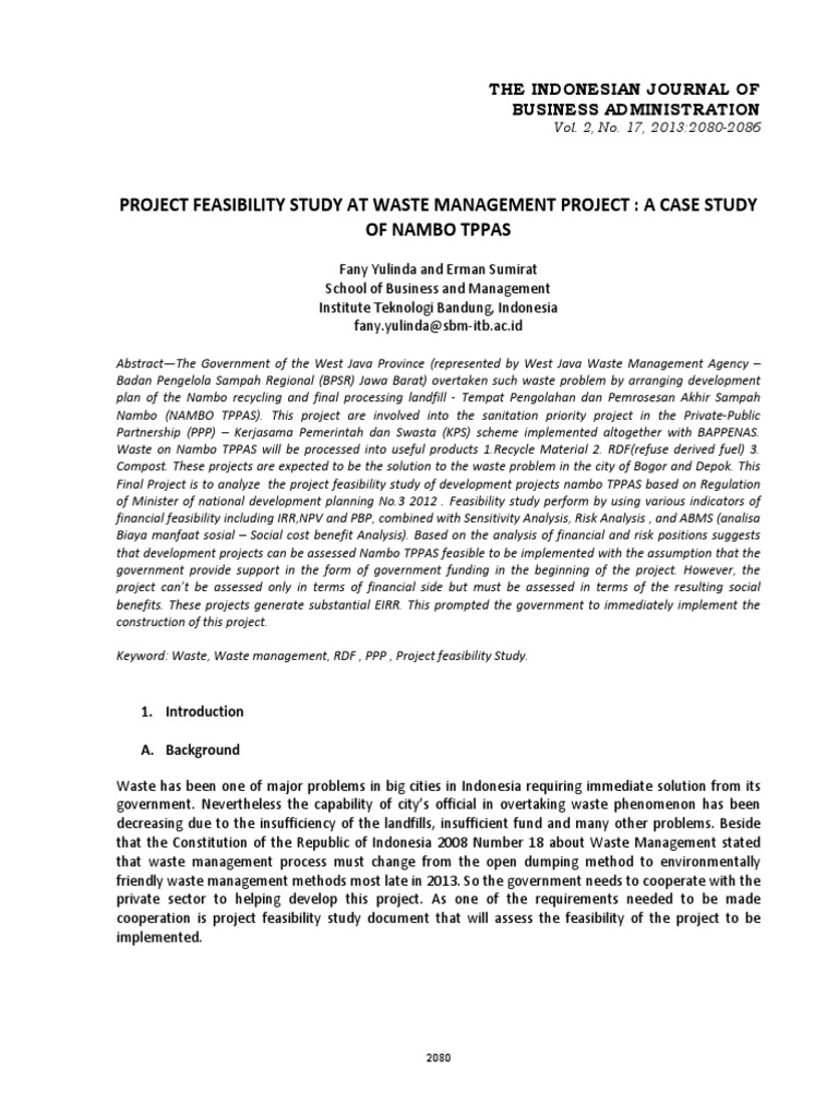 PAPER - Project FS at Waste Management Project - Case Study of NAMBO ...