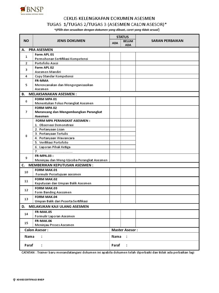 00 Checklist Kelengkapan Dokumen 2016 1 | PDF