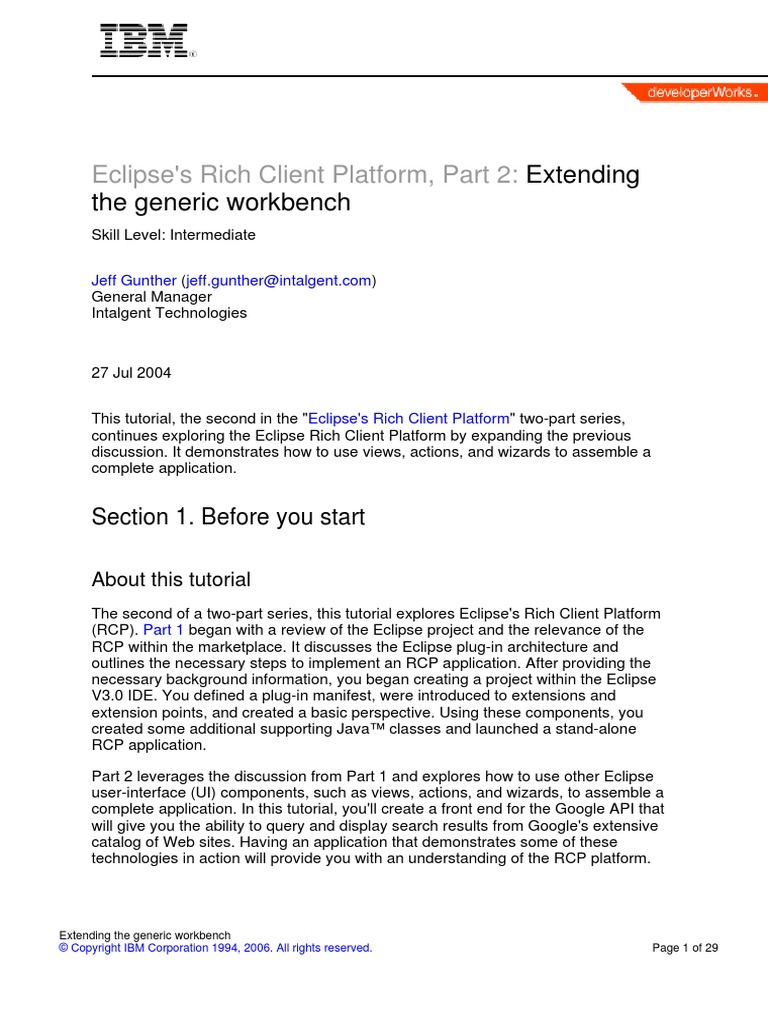 Eclipse's Rich Client Platform, Part 2 | PDF | Eclipse (Software) | Application Programming ...