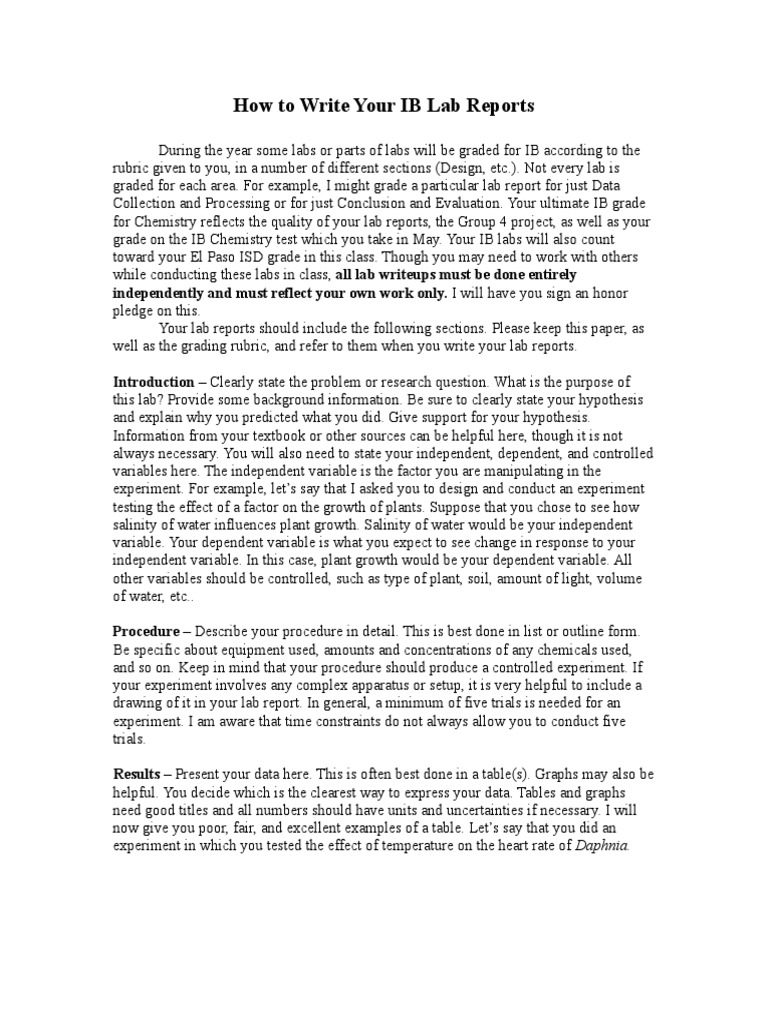 How To Write Your Ib Lab Reports | PDF | Experiment | Accuracy And ...