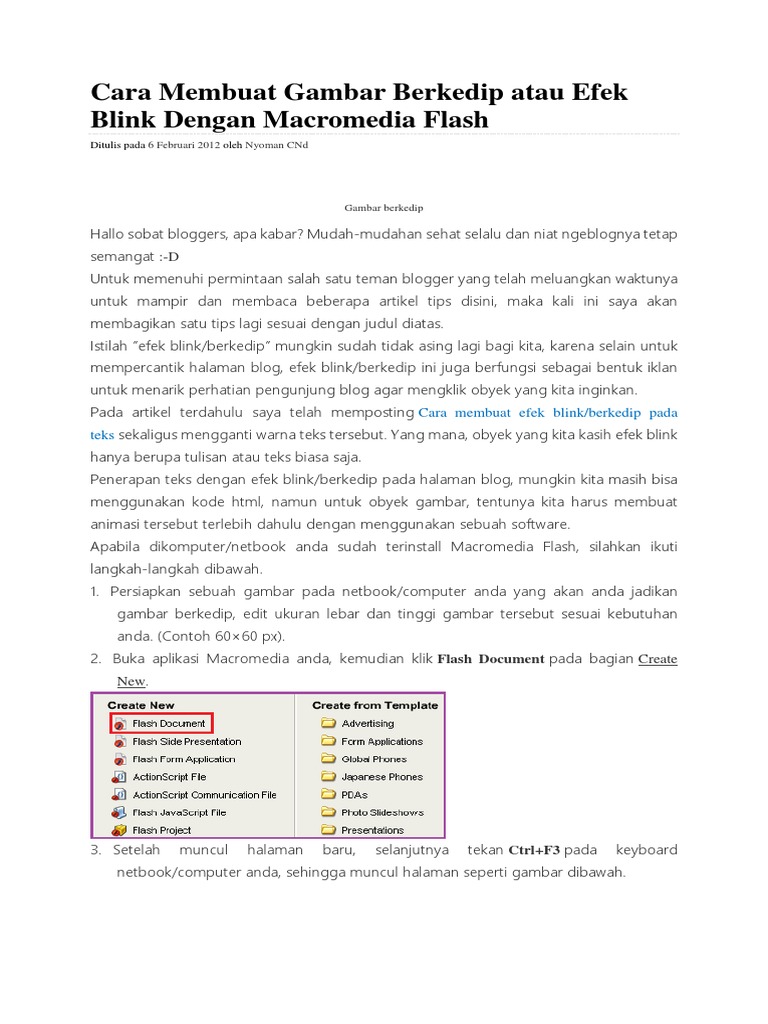 Cara Membuat Gambar Berkedip Atau Efek Blink Dengan Macromedia | PDF