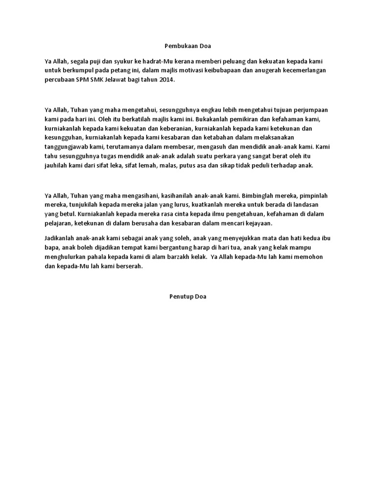 Doa Motivasi Keibubapaan | PDF | Karier & Perkembangan