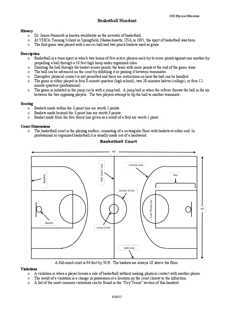 Basketball Handout | PDF | Athletic Sports | Games Of Physical Skill