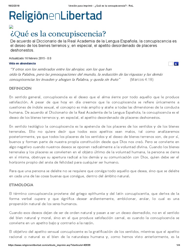 Concupiscencia: Definición y Moralidad | PDF | Religiones religiosas ...