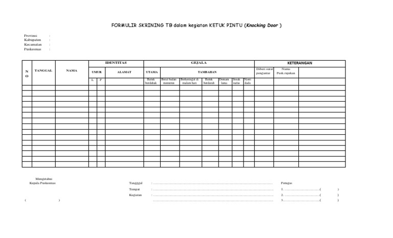 Formulir Skrining TB | PDF