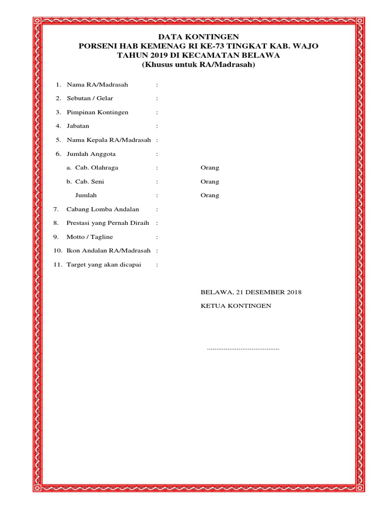 Format Data Kontingen Dan Contoh Narasi Defile Kontingen | PDF ...