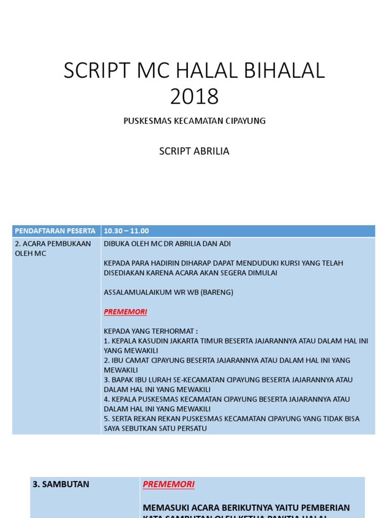Contoh Script Naskah Halal Bihalal | PDF