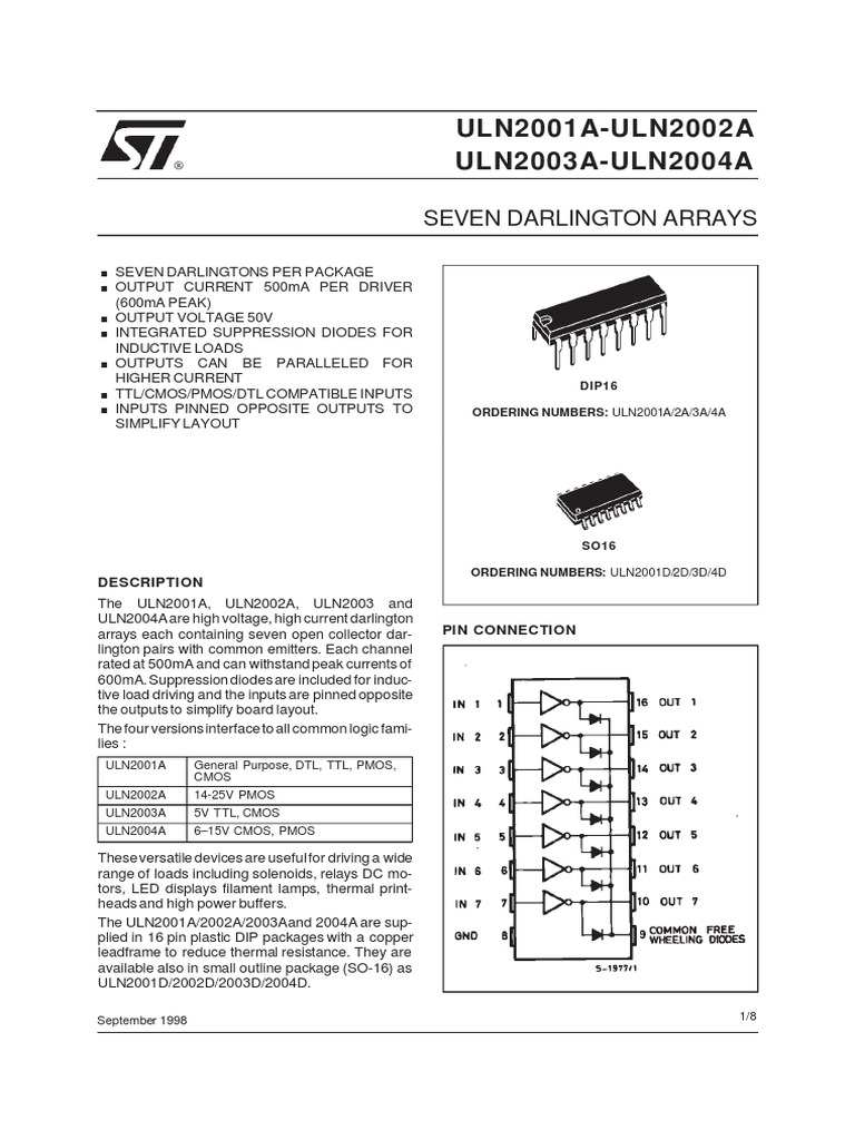 Uln2004 PDF | PDF | Cmos | Electrical Components