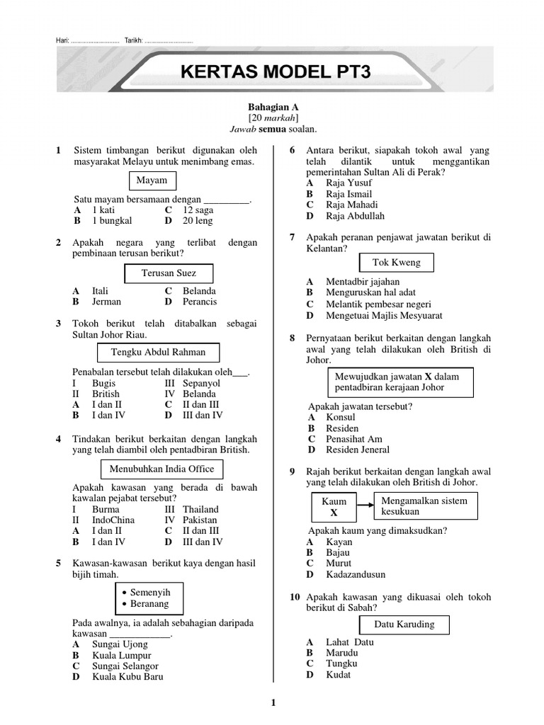 Kertas Model Pt3 Modul Aktiviti Pintar Bestari Sejarah | PDF