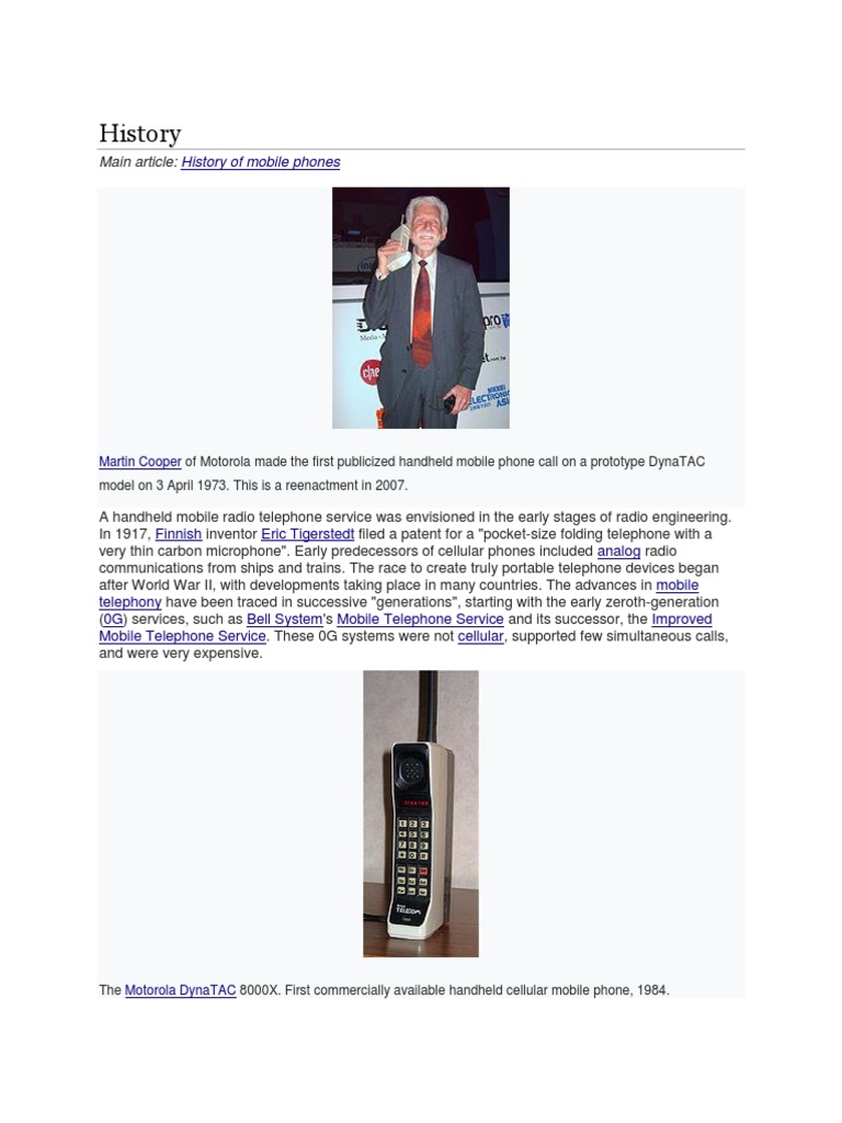 History: History of Mobile Phones | PDF | Mobile Phones | 4 G